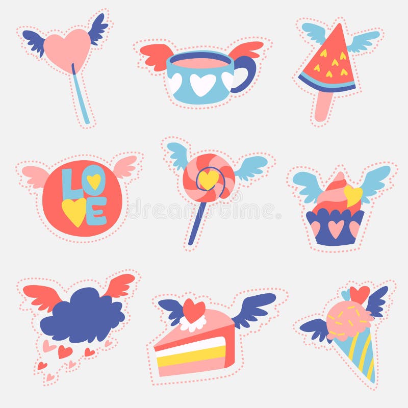 Pack of love stickers stock vector. Illustration of design - 172110808