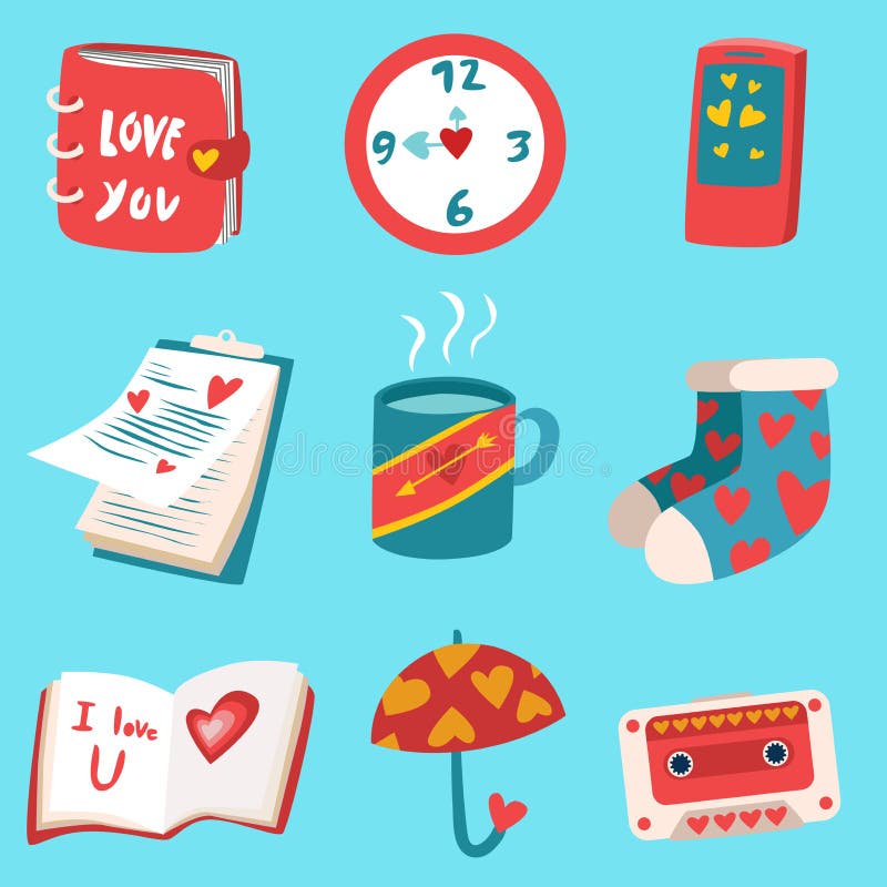 Pack of love stickers stock vector. Illustration of icon - 172111198