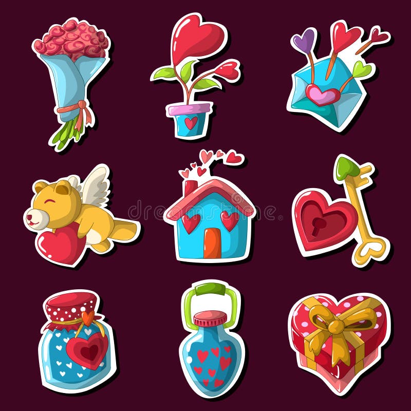 Pack of love stickers stock vector. Illustration of fashion - 172111455