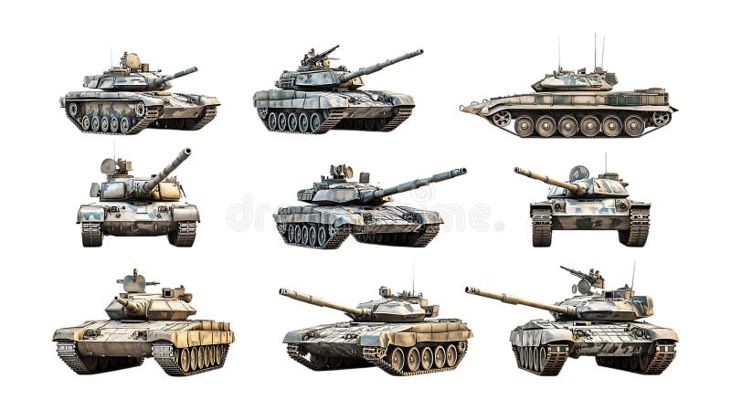 Pack of Main Battle Tank on Transparent Background Stock Illustration ...