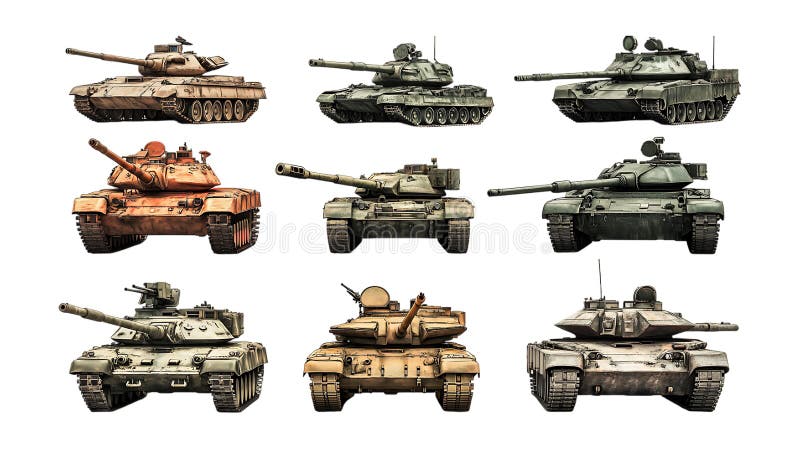 Pack of Main Battle Tank on Transparent Background Stock Illustration ...