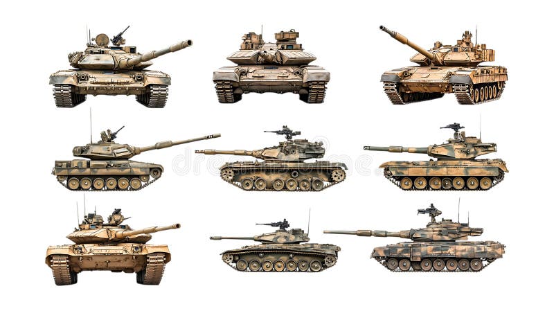 Pack of Main Battle Tank on Transparent Background Stock Illustration ...