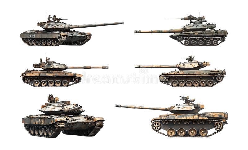 Pack of Main Battle Tank on Transparent Background Stock Illustration ...
