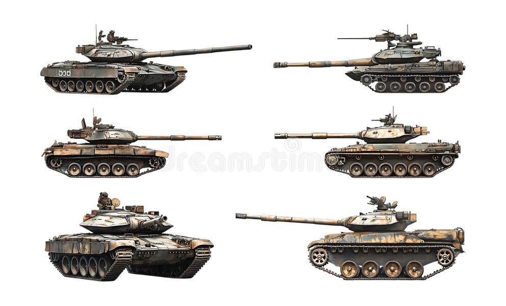 Pack of Main Battle Tank on Transparent Background Stock Illustration ...