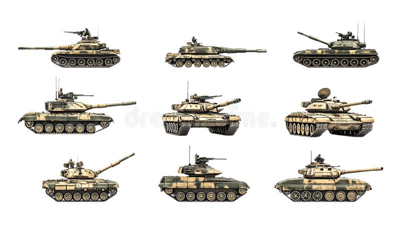 Pack of Main Battle Tank on Transparent Background Stock Illustration ...