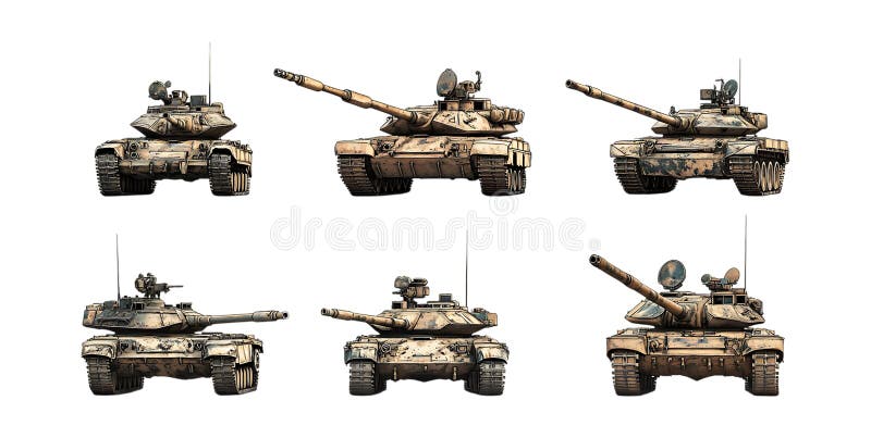 Pack of Main Battle Tank on Transparent Background Stock Illustration ...
