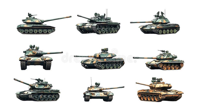 Pack of Main Battle Tank on Transparent Background Stock Illustration ...