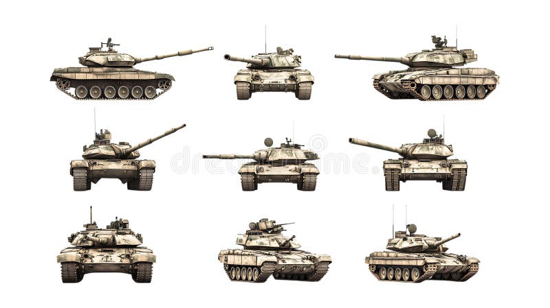Pack of Main Battle Tank on Transparent Background Stock Illustration ...