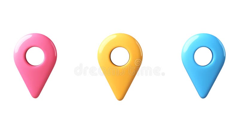 Pack of Map Pin Marking a Location Set Against Transparent Background ...
