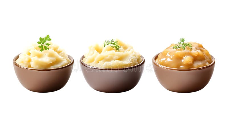 Pack of Mashed Potatoes with Gravy Set Against Transparent Background ...