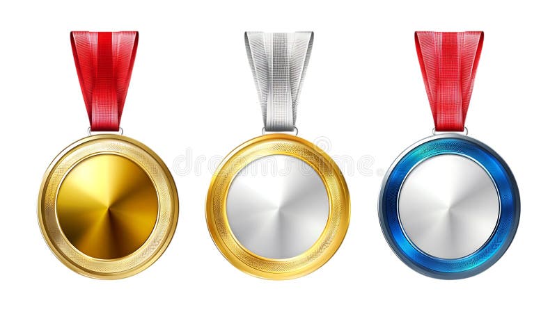 Pack of Medal Icon Set Against Transparent Background for Achievement ...