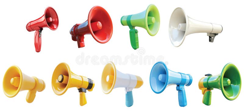 Pack Megaphone Set Against Transparent Background for Announcements or ...