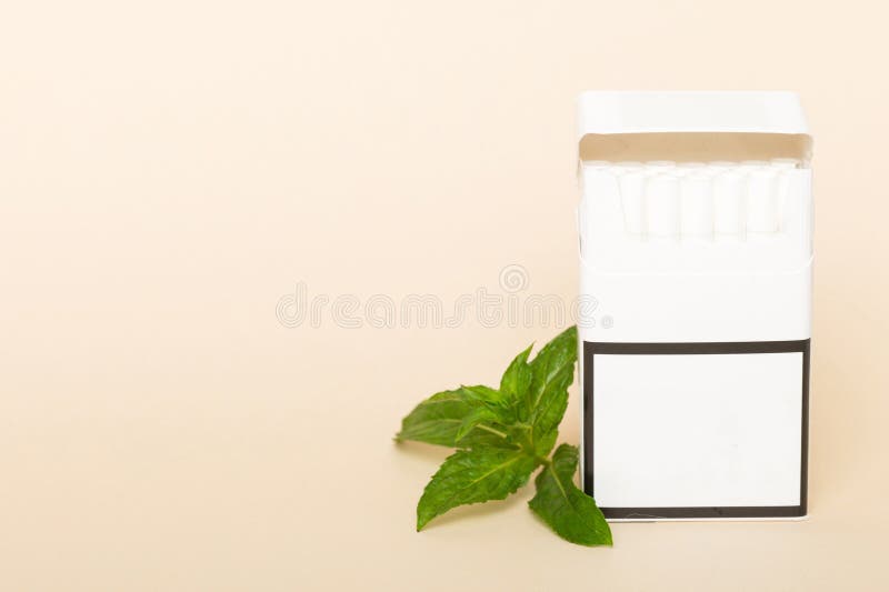 Pack of Menthol Cigarettes and Fresh Mint on Colored Table, Menthol ...