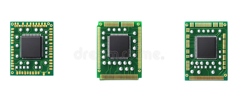 Pack of Microchip Set Against Transparent Background for Technology ...