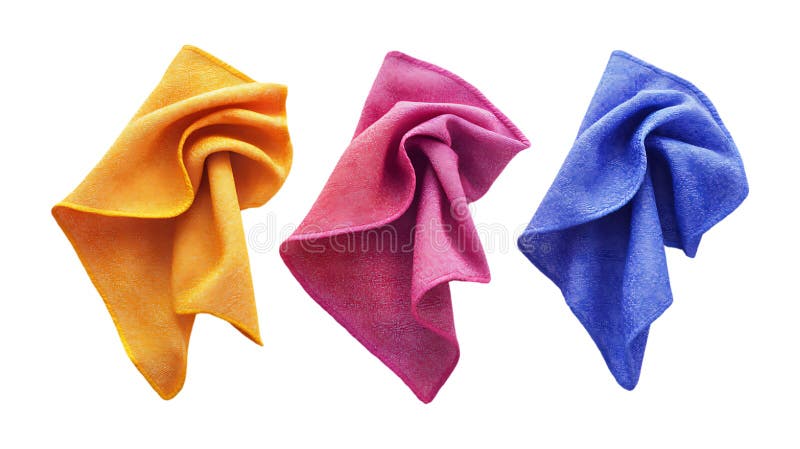 Pack of Microfiber Cloth Set Against Transparent Background for ...