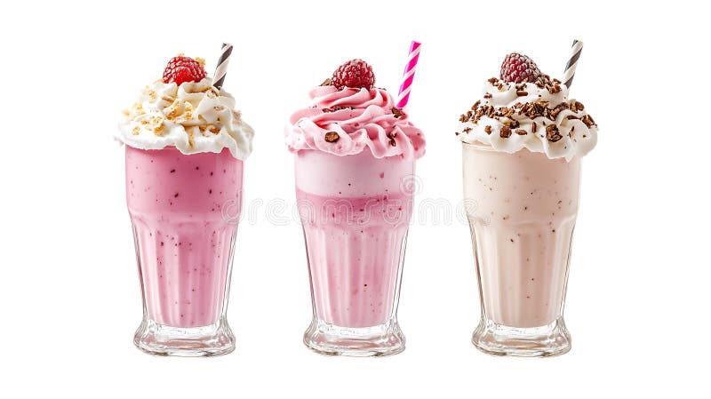Pack of Milkshake Set Against Transparent Background for Beverage ...