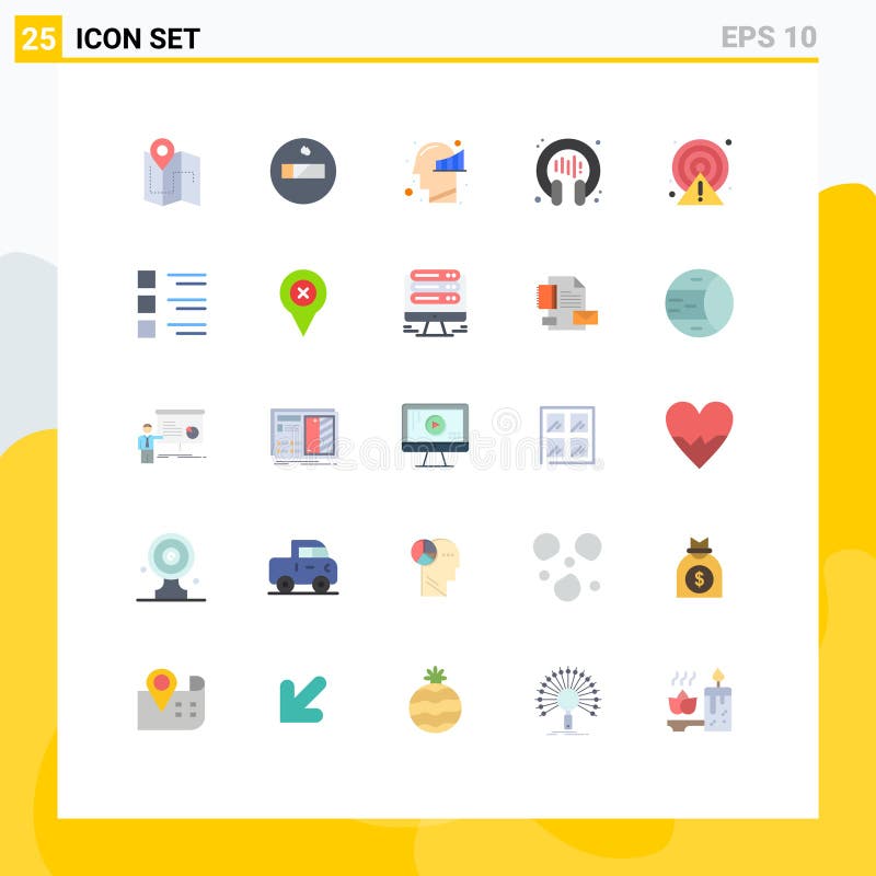 Modern Set of 25 Flat Colors and Symbols Such As Circle, Alert, Human ...