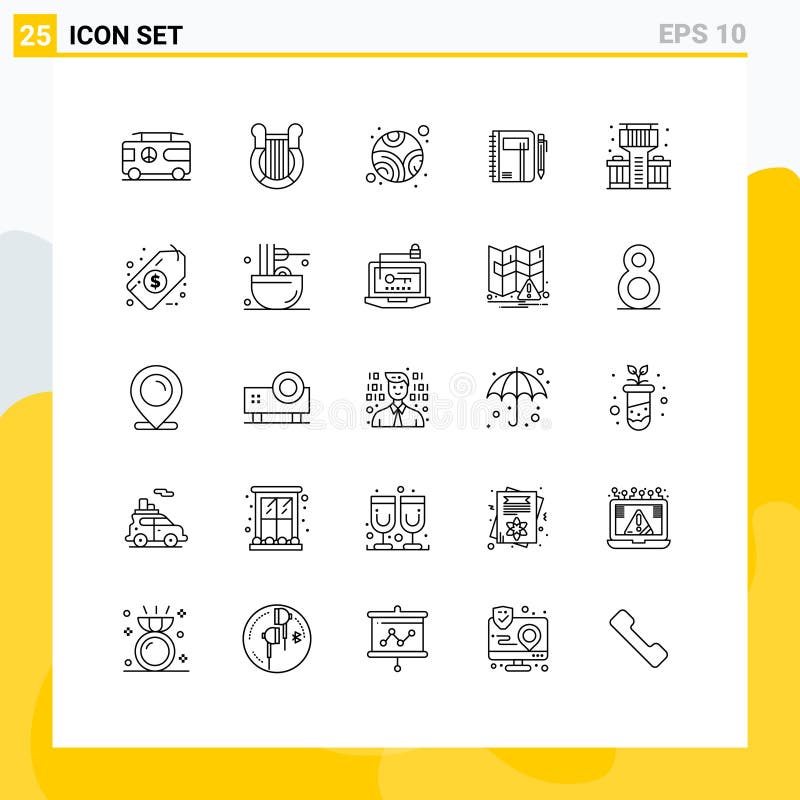 Set of 25 Commercial Lines Pack for Pen, Notepad, Nation, Note ...