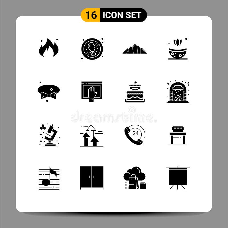 Pack of 16 Modern Solid Glyphs Signs and Symbols for Web Print Media ...