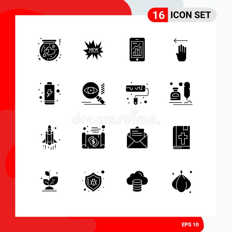 Pack of 16 Creative Solid Glyphs of Gesture, Finger, Tag, Mobile Graph ...