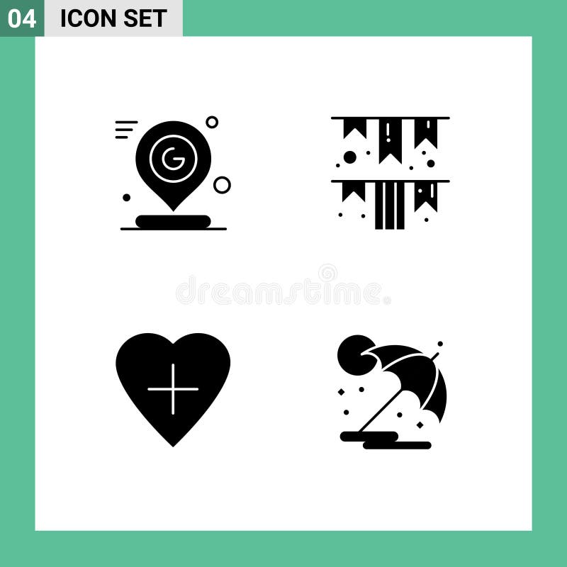 Stock Vector Icon Pack of 4 Line Signs and Symbols for Google, Heart ...
