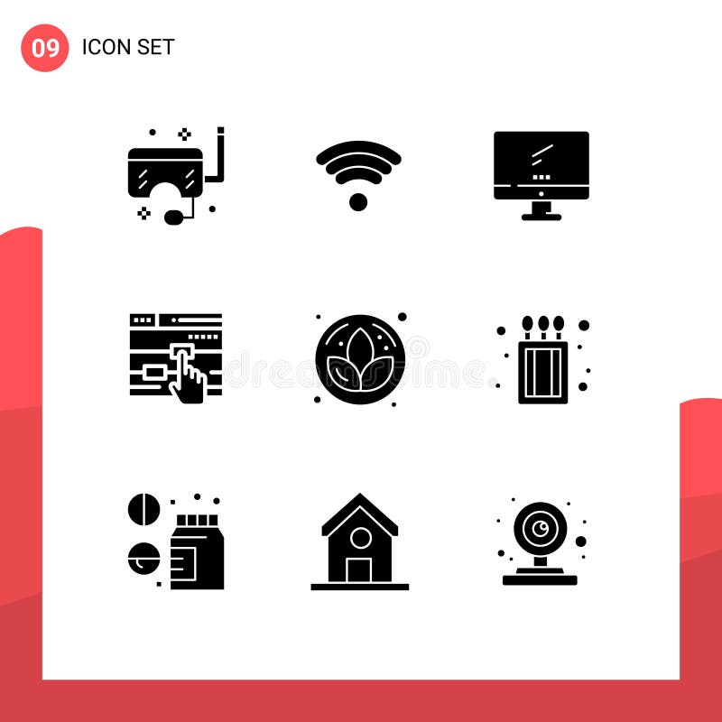 Pack of 9 Modern Solid Glyphs Signs and Symbols for Web Print Media ...