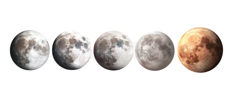 Pack of Moons in Five Different Poses Against Transparent Background ...