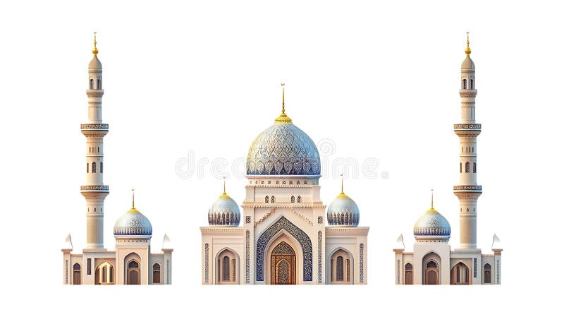 Pack of Mosque Set Against Transparent Background for Architecture ...