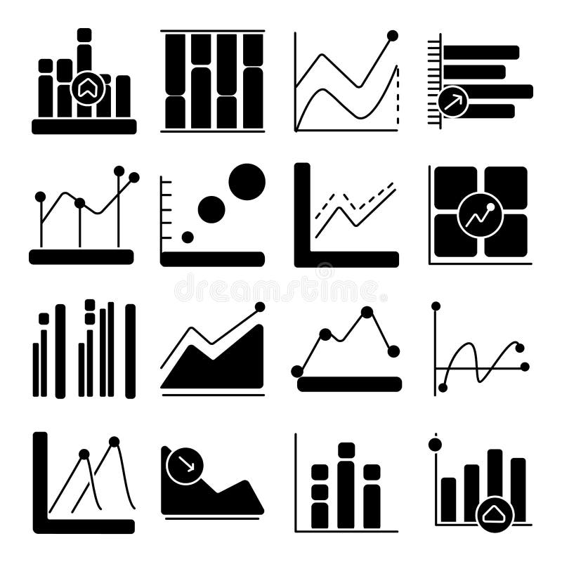 Pack of Mountain Graph Glyph Icons Stock Vector - Illustration of ...
