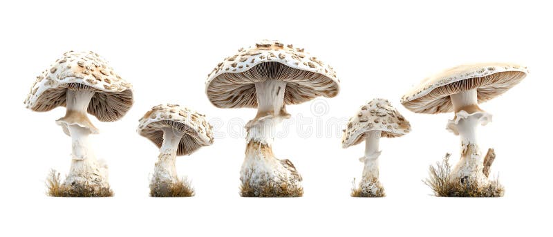 Pack of Mushroom Set Against Transparent Background for Botanical ...