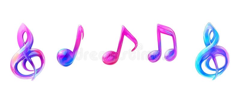 Pack of Musical Note Icon Set Against Transparent Background for Music ...