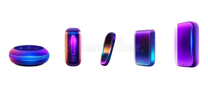 Pack of Neon Glowing UI Elements Abstract Purple Blue Gradient Shapes ...