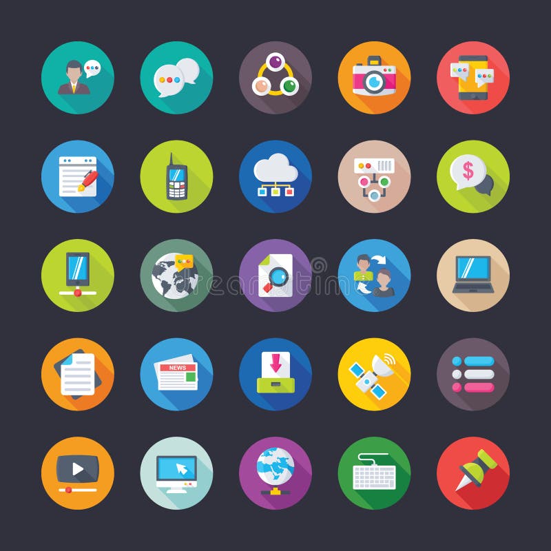 Pack of Network Communications Flat Icons Stock Illustration ...