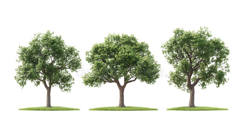Pack of Oak Tree Set Against Transparent Background for Nature Branding ...