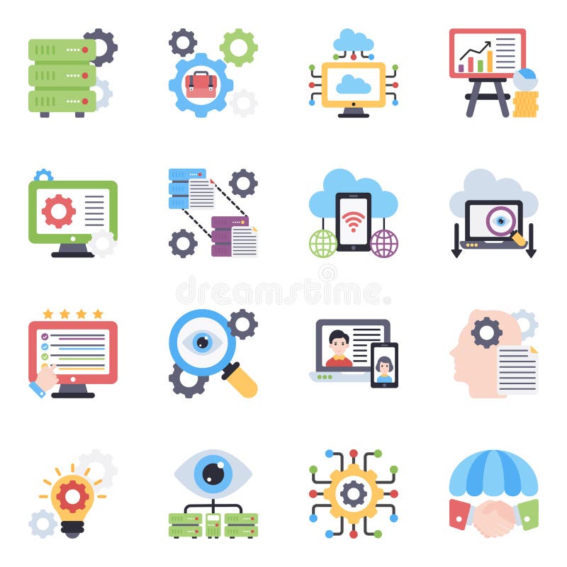 Pack of Business Management Flat Icons Stock Vector - Illustration of ...