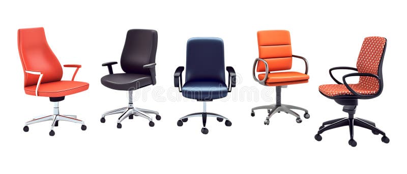 Pack of Office Chair Set Against Transparent Background for Office ...