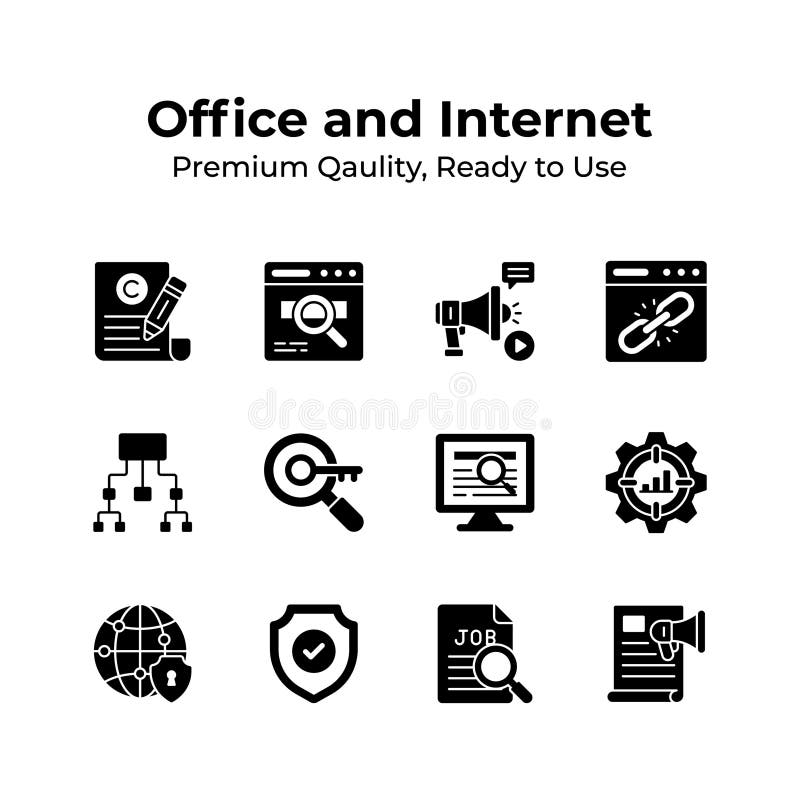 Pack of Office and Internet Icons in Modern Style Stock Vector ...