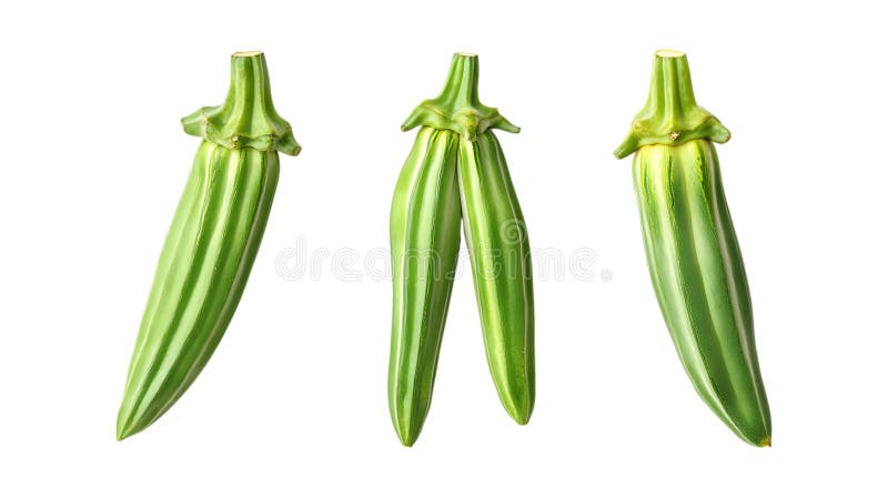 Pack of Okra Set Against Transparent Background for Food, Culinary, or ...