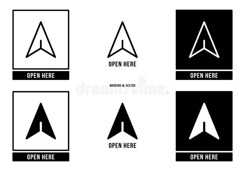 Open Here Label or Sticker Vector Illustration Stock Vector ...