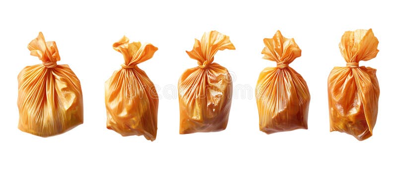 Pack of Orange Cellophane Wrapped Treats Set Against Transparent ...