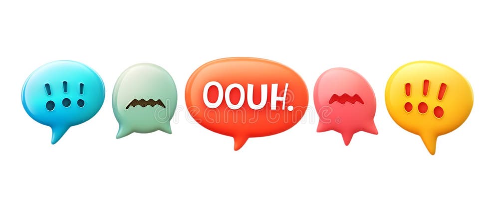 Pack of OUCH Speech Bubble Set Against Transparent Background for Comic ...