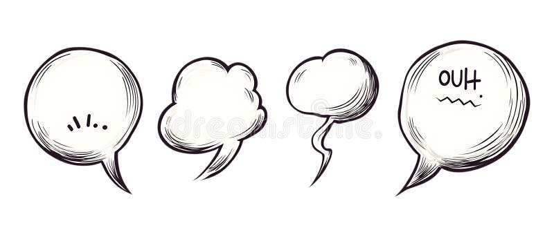 Pack of OUCH Speech Bubble Set Against Transparent Background for Comic ...