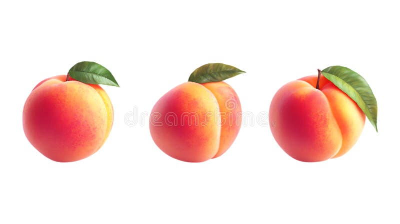 Pack of Peach Set Against Transparent Background for Fruit, Culinary ...