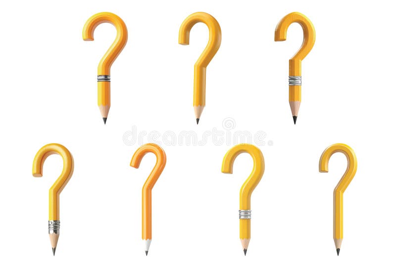 Pack Pencil Bent into a Question Mark Shape Set Against Transparent ...