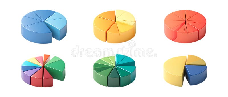 Pack of Pie Charts in Five Different Poses Against Transparent ...