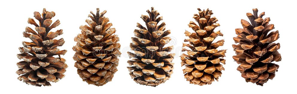 Pack of Pine Cones Set on Transparent Background Stock Illustration ...