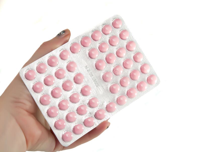 Pink Tablets Pill in Blister Pack. Painkiller Medicine for Treatment ...