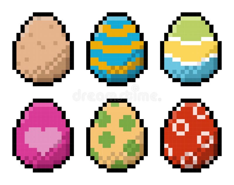 Pack of Pixel Easter Eggs - 8 Bit Isolated Vector Stock Vector ...