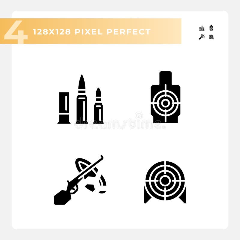 Pack of Pixel Perfect Glyph Style Weapons Icons Stock Vector ...