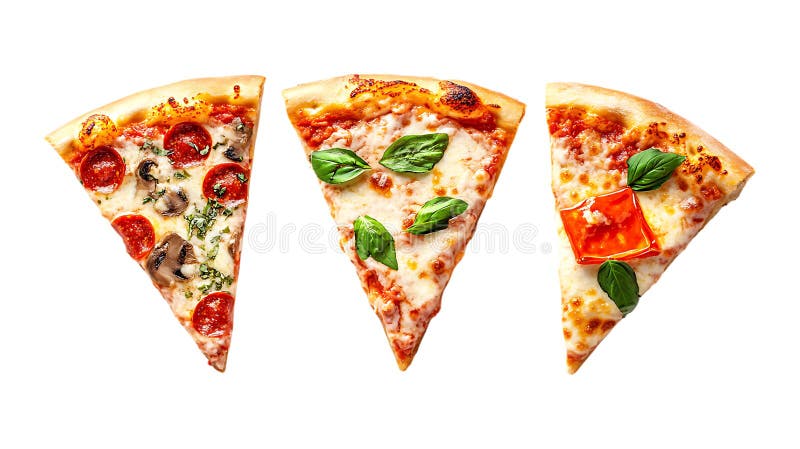Pack of Pizza Slice Set Against Transparent Background for Culinary ...